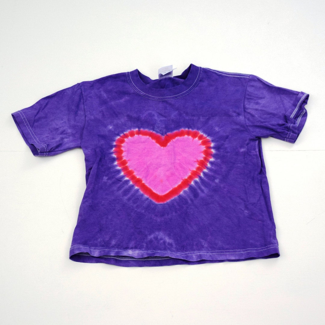 Pink And Purple Heart Tie Dye Short Sleeve T Shirt Gildan Heavy Cotton