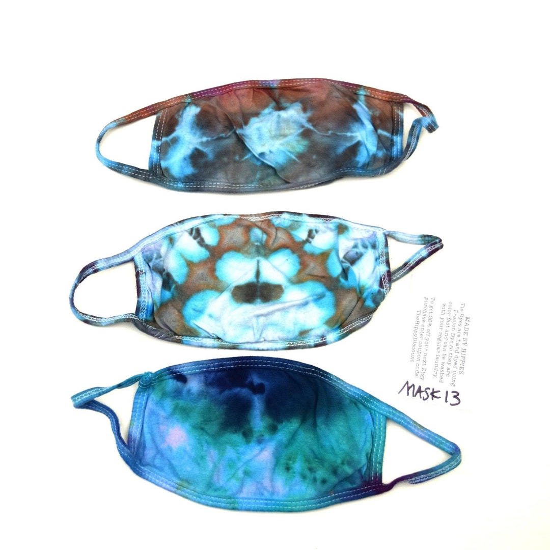 Mask Pack #13 ~ Set of 3 Ice Dye Tie Dye Masks ADULT SMALL (2 Layer ...