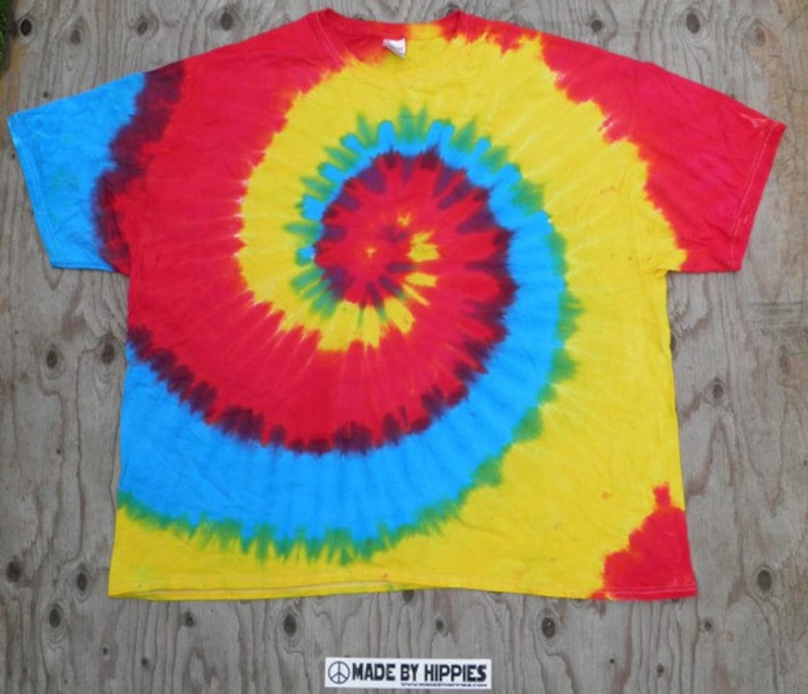 Tri Color Spiral Tie Dye T-shirt (made by Hippies Tie Dye in Stock in ...