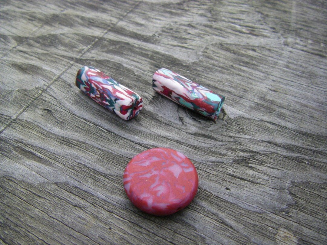 Two Inside Out Beads and One Round Bead (polymer Clay Beads) (one of A ...