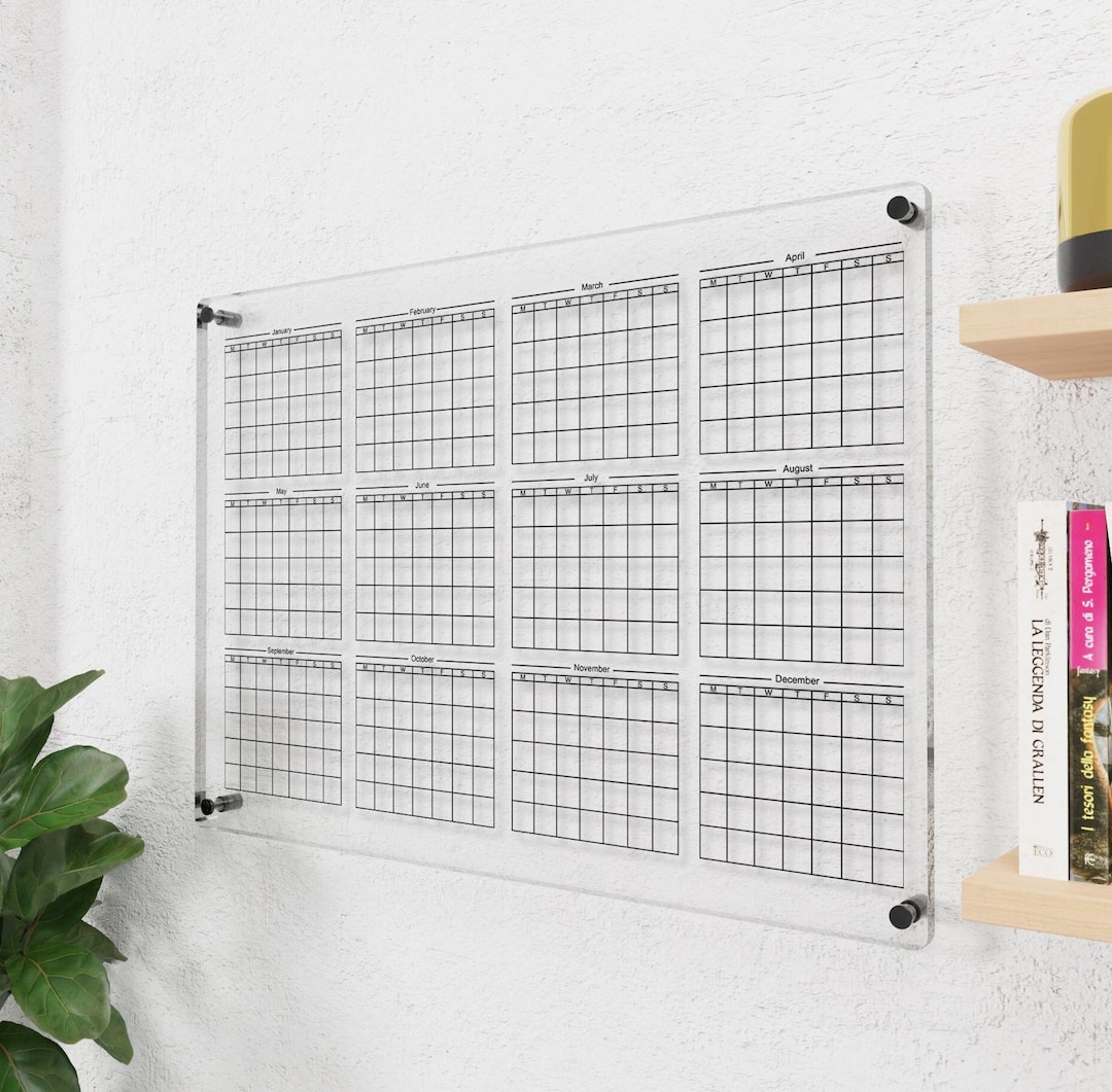 Acrylic Yearly Wall Calendar, 2023 Wall Calendar, 12 Moth Reusable ...