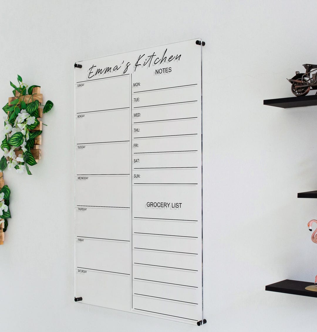 Personalized Acrylic Kitchen Chore Chart, Weekly Planner Whiteboard ...