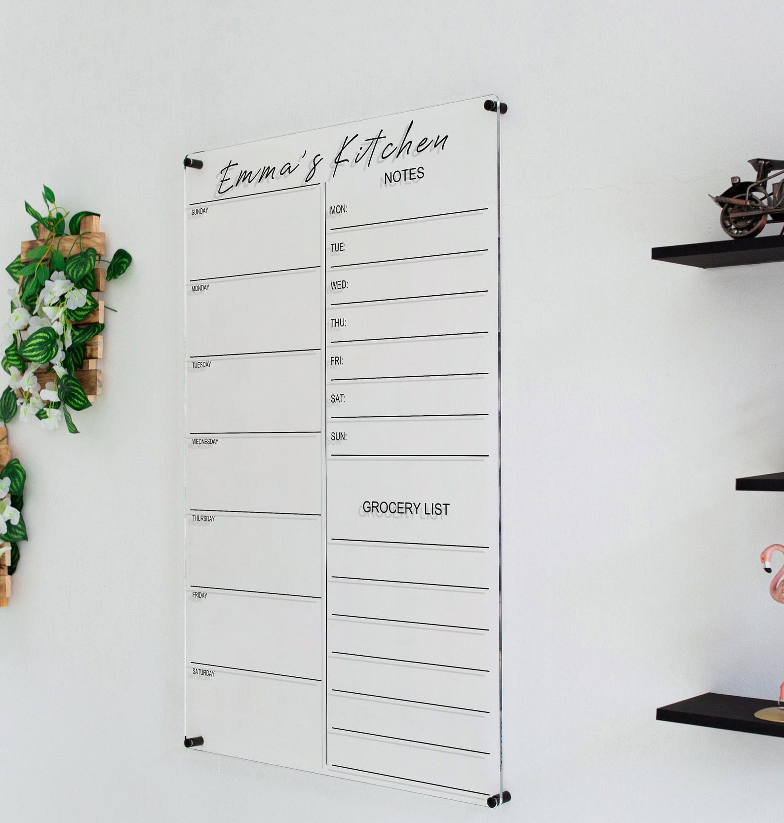 Personalized Acrylic Kitchen Chore Chart, Weekly Planner Whiteboard ...