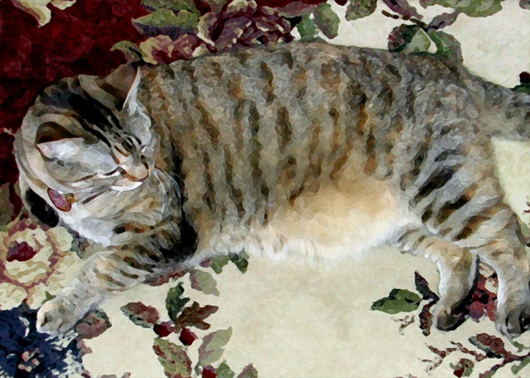 Kitty on Her Rug (tabby/calico Cat) Fine Art Print (your Choice of Size ...