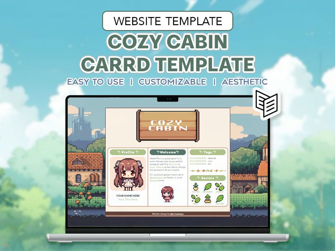 Cozy Cabin Pixel Carrd Website Template | for Streamers and Content ...