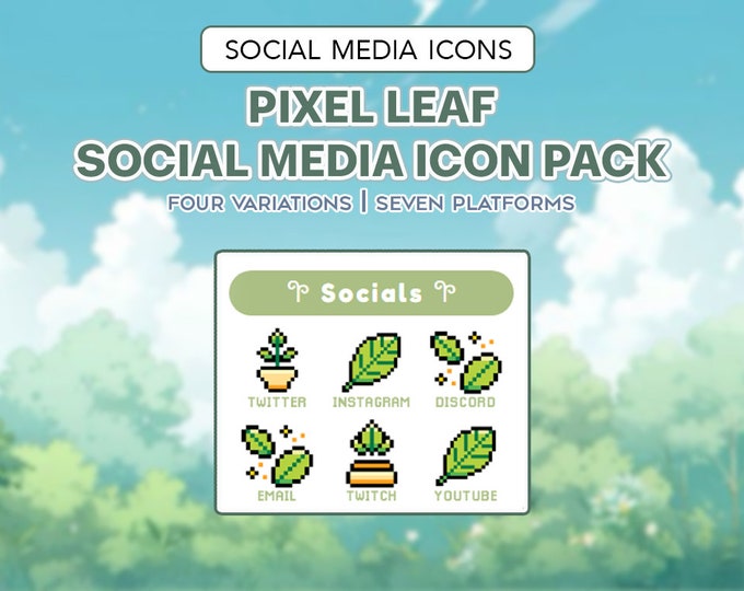 Pixel Leaf Social Media Icon Pack - Etsy