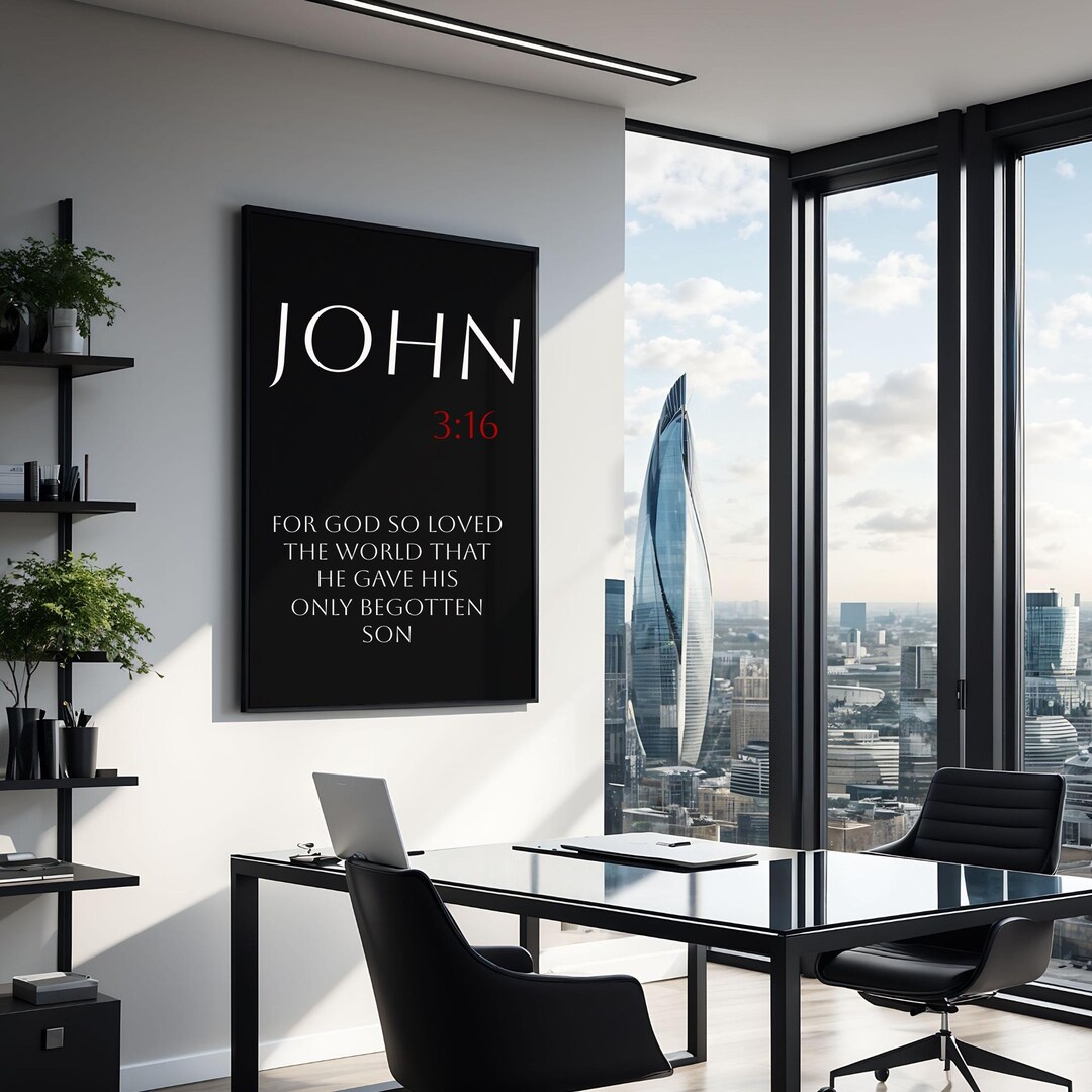 John 3:16 Bible Verse, Christian Artwork, Framed Vertical Print ...
