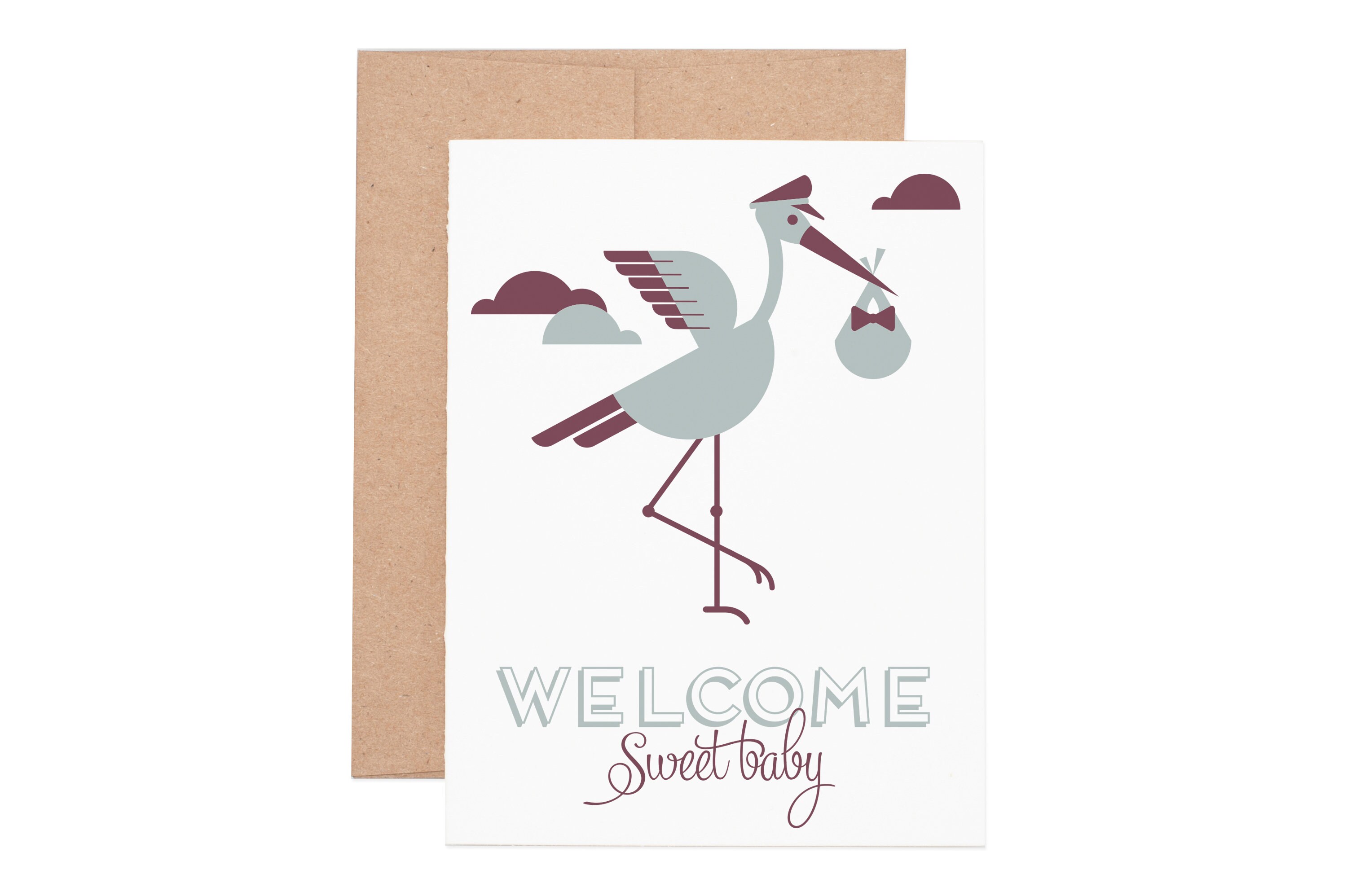 Stork Baby Letterpress Greeting Card New Baby Cards Baby - Etsy India