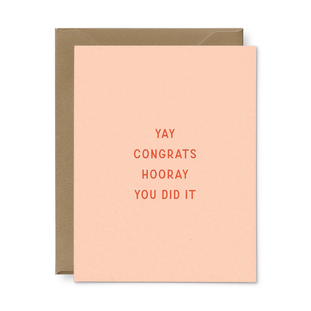 Yay Congrats Hooray Greeting Card - Letterpress Greeting Card ...