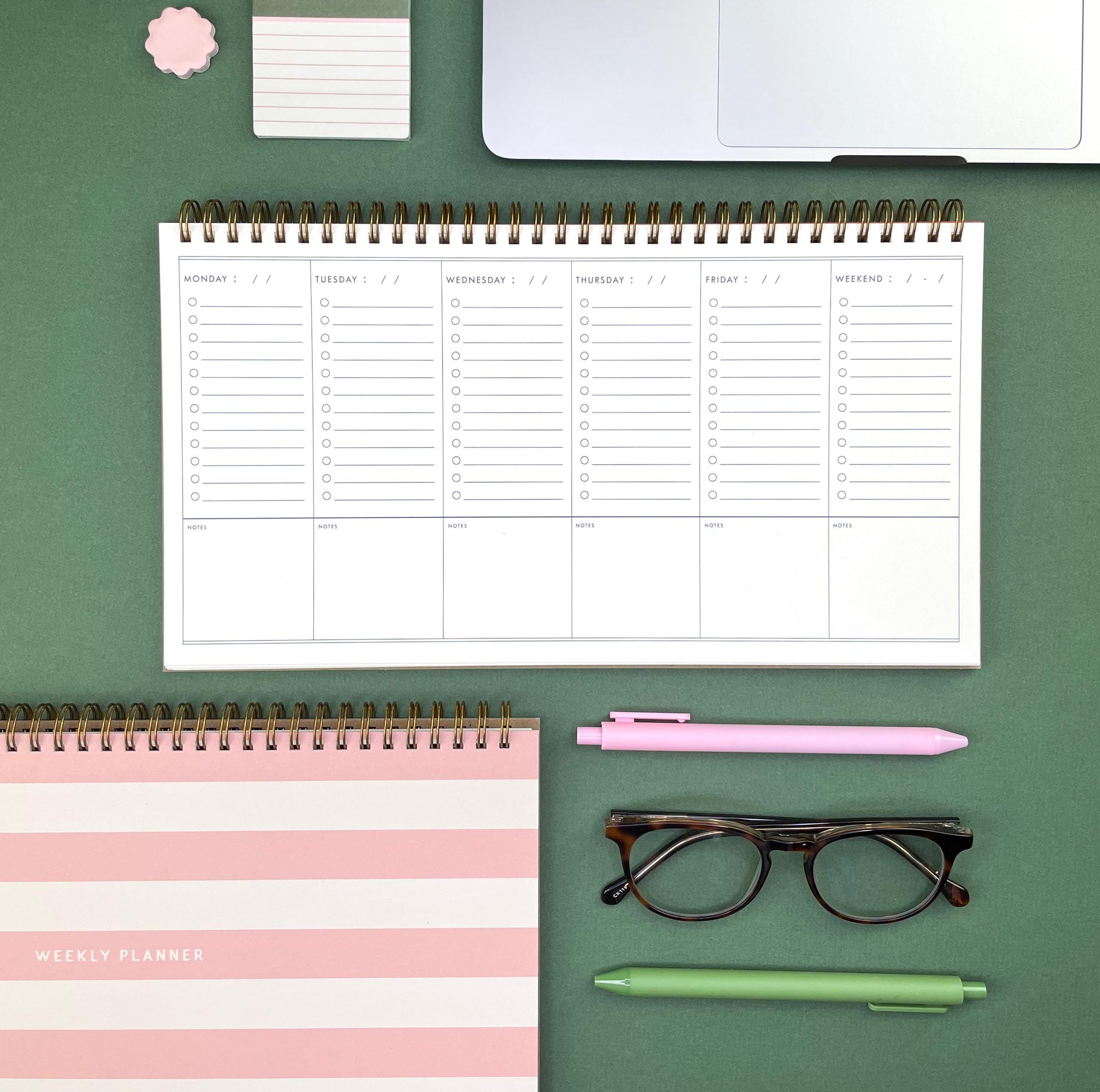 Striped Undated Weekly Planner - Agenda | Desk Planner | Desktop ...