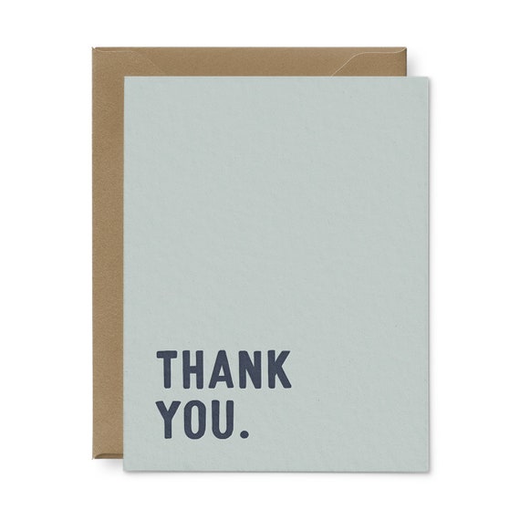 Simple Thank You Card Letterpress Greeting Card Thank You - Etsy