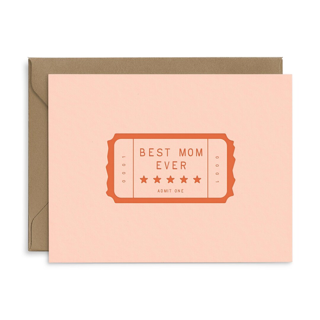 Best Mom Ever Ticket Mother's Day Greeting Card | Letterpressed ...