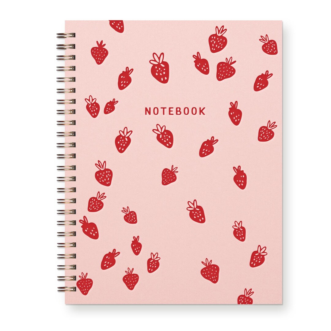 Strawberry Pattern Journal - Notebook | Lined Pages | Spiral Bound ...