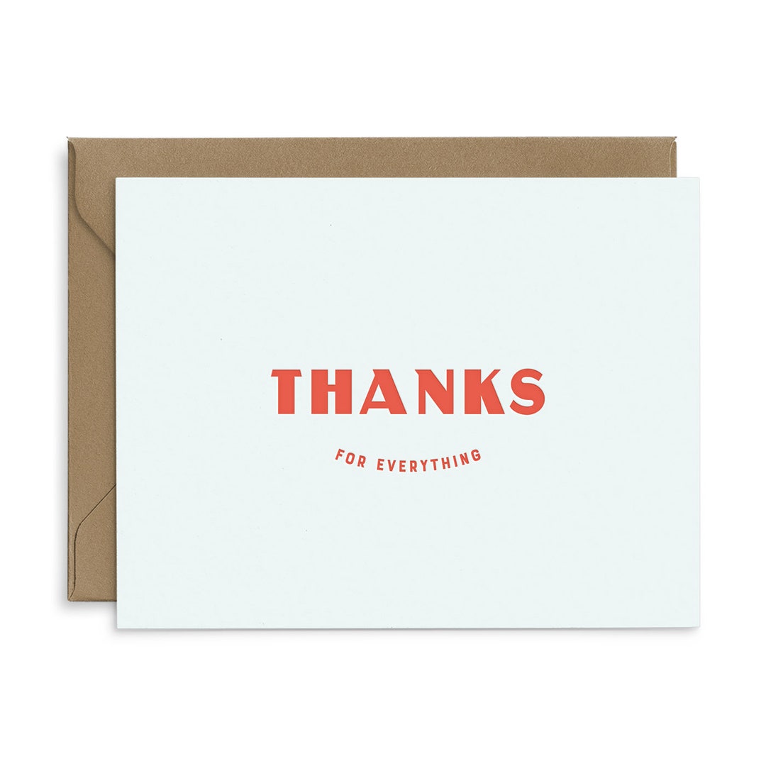 Thank You for Everything Greeting Card | Letterpress Card | Thank You ...