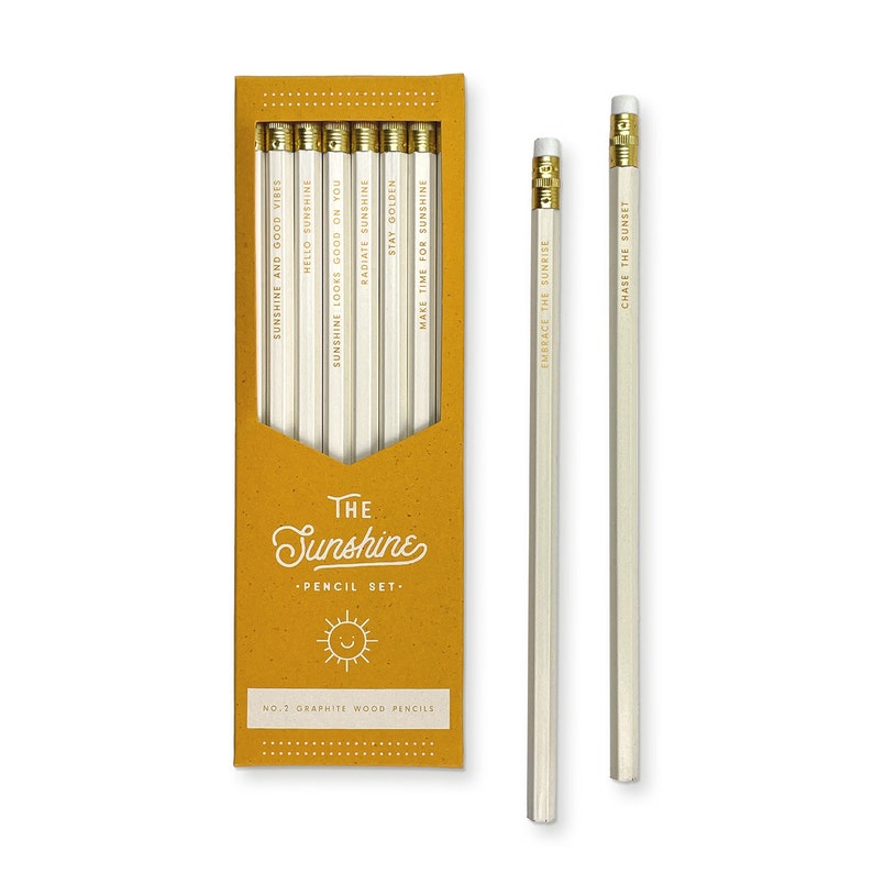 Sunshine Pencil Set Pencils Gold Foil Stamped - Etsy