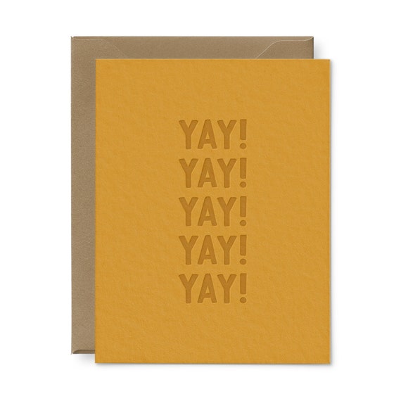 Yay Yay Yay Letterpress Greeting Card Congratulations | Etsy
