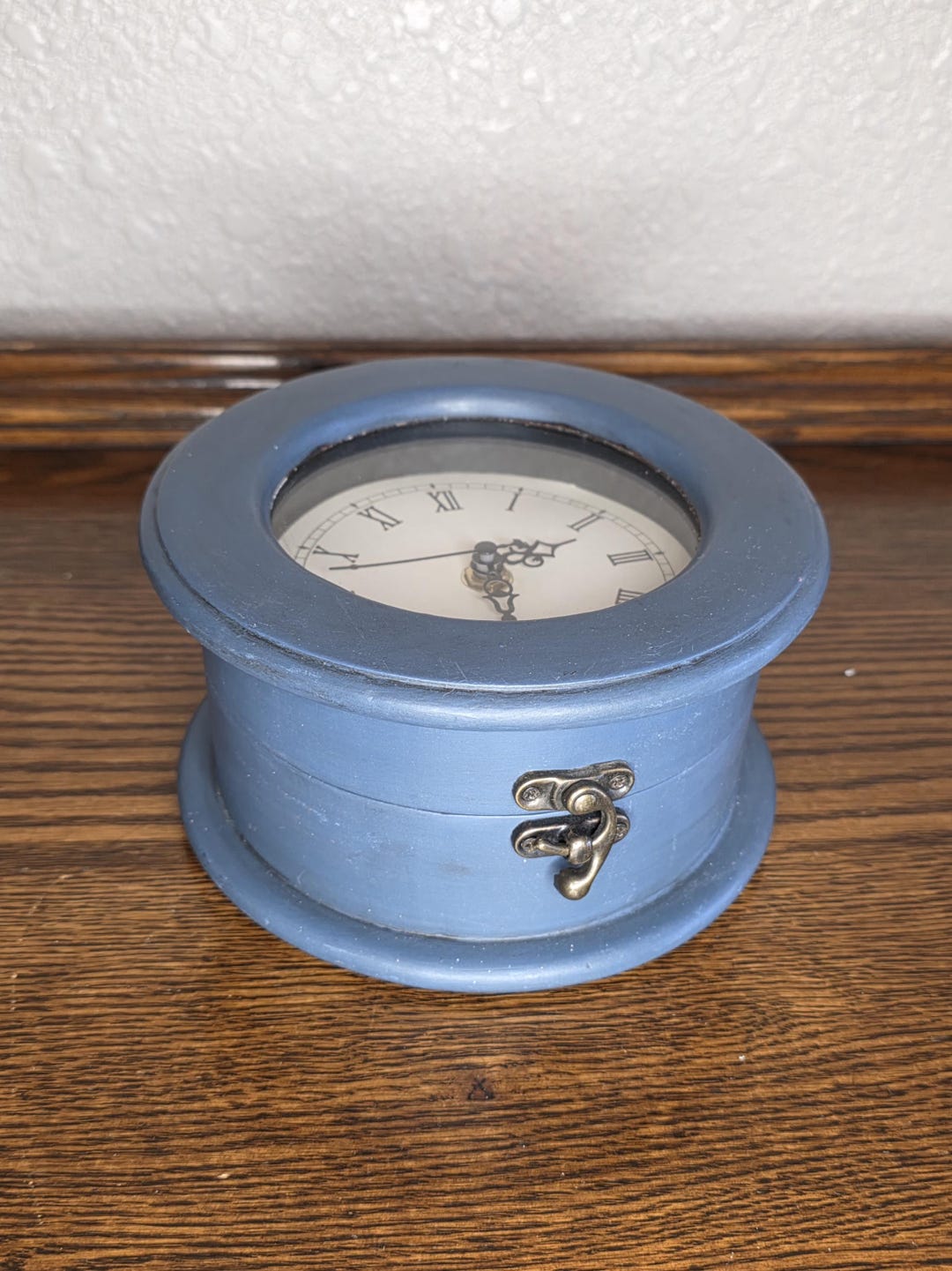 Blue Desk Clock With Storage - Etsy