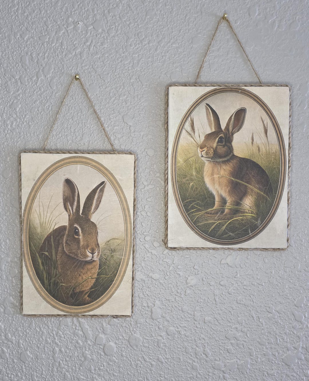 Wall Decor Set of 2 Wooden Plaques With Rabbits - Etsy
