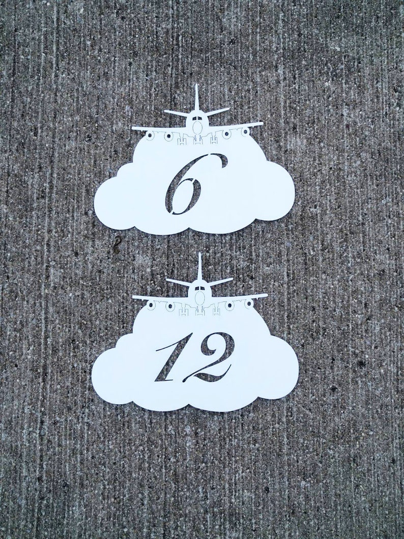 Up, Up, and Away Airplane Table Number Cards Wedding Place Cards Pilot ...