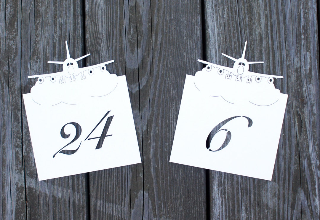 Destination Weddings Airplane Wedding Table Number Cards Wedding Place ...