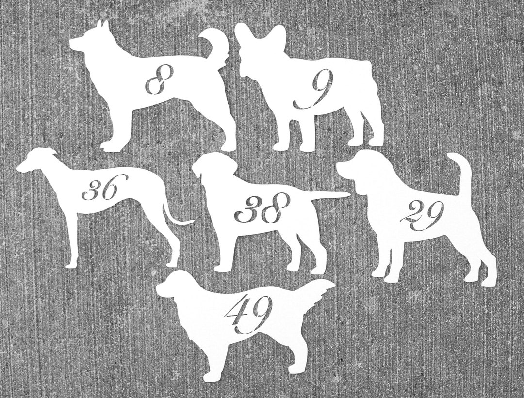 Dog Table Number Cards No. 1 - 20 Dog Wedding Place Cards Wedding Table ...
