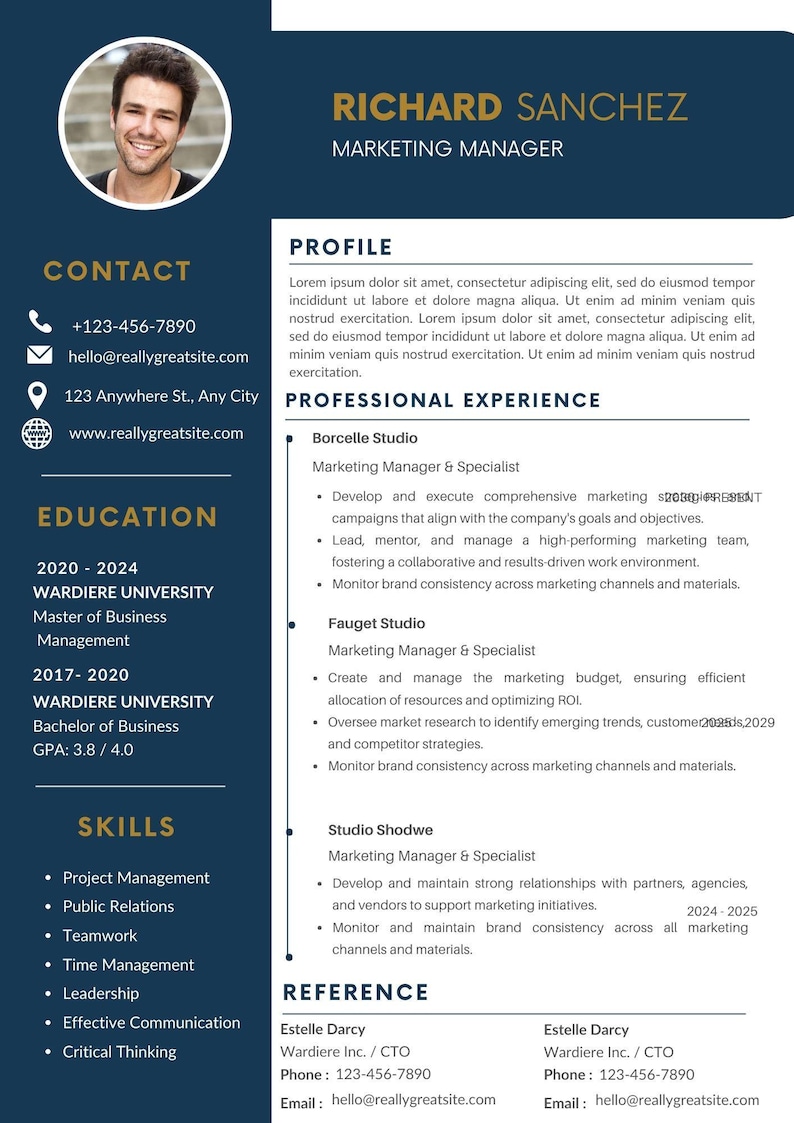 Professional Resume Template | Modern CV, Cover Letter (PPTX, .docx) - Etsy