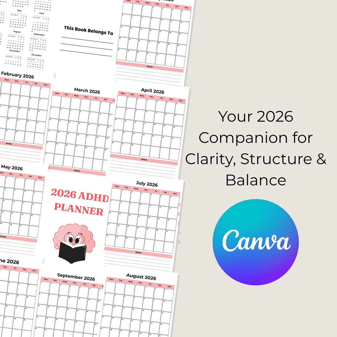 2026 ADHD Planner Printable | Time-blocking Daily Focus Organizer ...