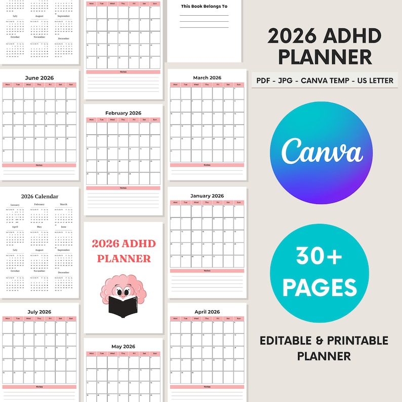 2026 ADHD Planner Printable | Time-blocking Daily Focus Organizer ...