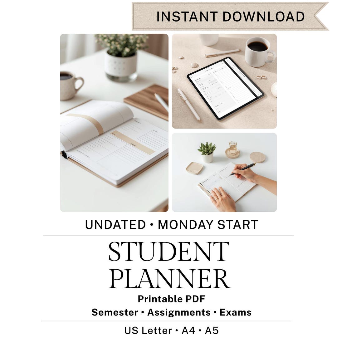 Printable Student Planner PDF | Semester Overview, Weekly Study Plan ...