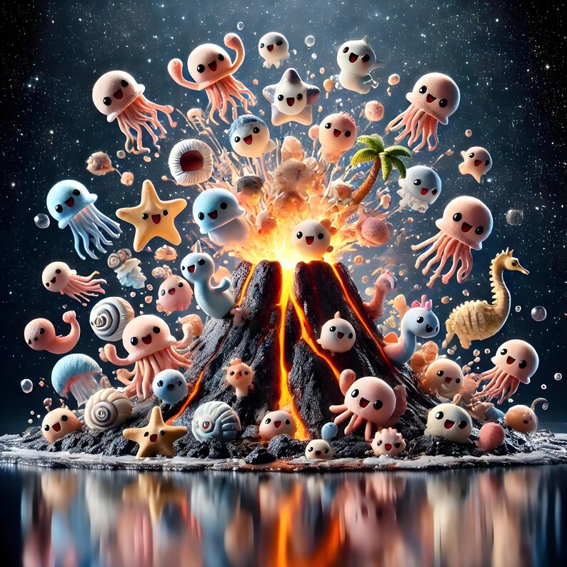 Milky Lava Eruption – Kawaii Volcanic Splash Art for Wall Prints ...