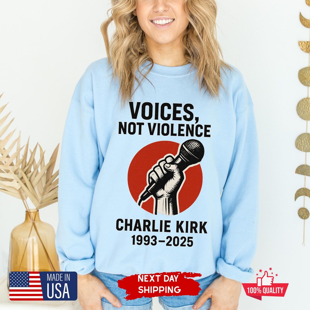 Charlie Kirk Voices Not Violence Shirt, Charlie Kirk Hoodie, Protest ...