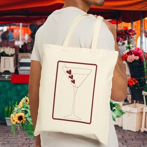 Love Heart Espresso Martini Cotton Tote Bag, Cocktail Lover Gift ...