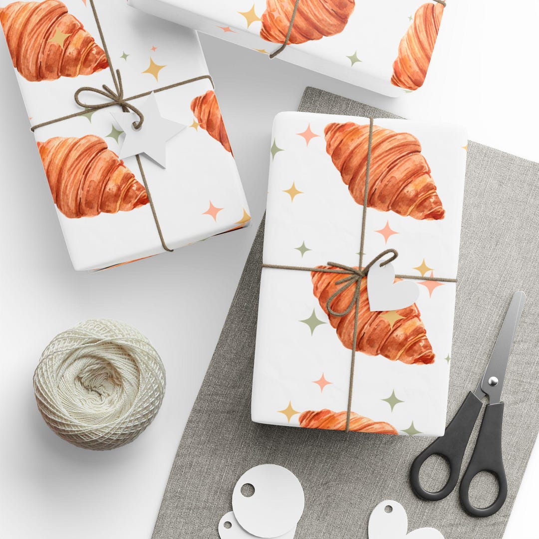 Croissant Gift Wrap, Sparkly Pastry Theme, Preppy Wrapping Paper - Etsy