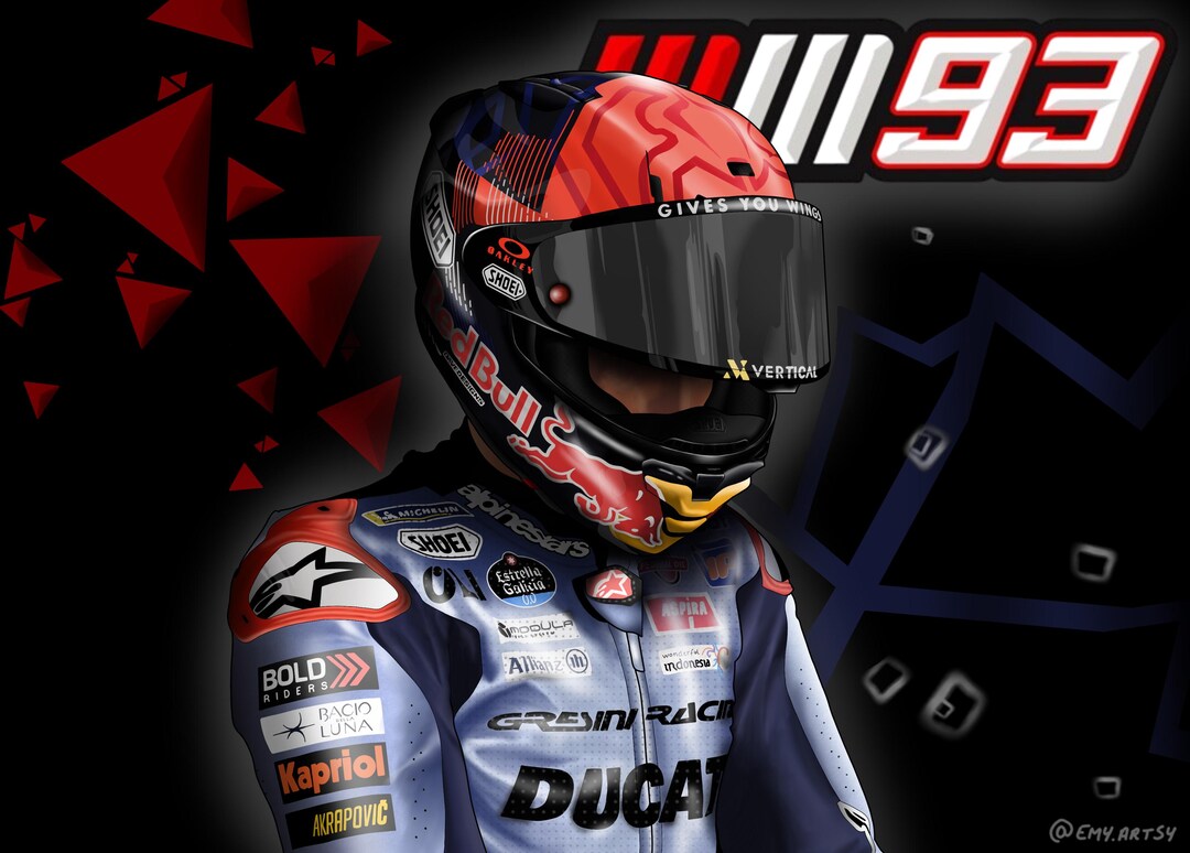 Marc Marquez Motogp A3 Frame, Handmade Digital Drawing - Etsy