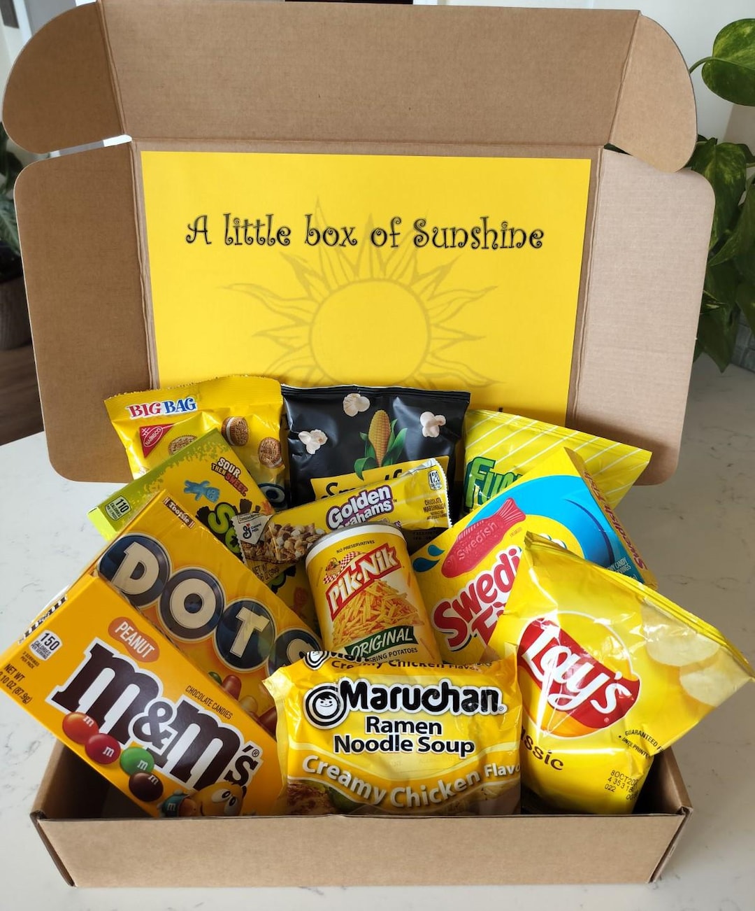 Yellow Snack Box, Care Package, College, Birthday, Coworker, Miss You ...