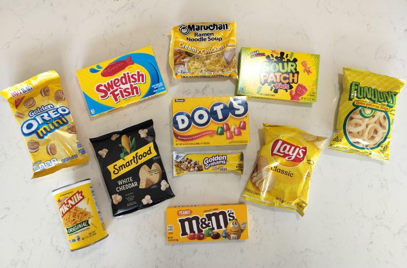 Yellow Snack Box, Care Package, College, Birthday, Coworker, Miss You ...