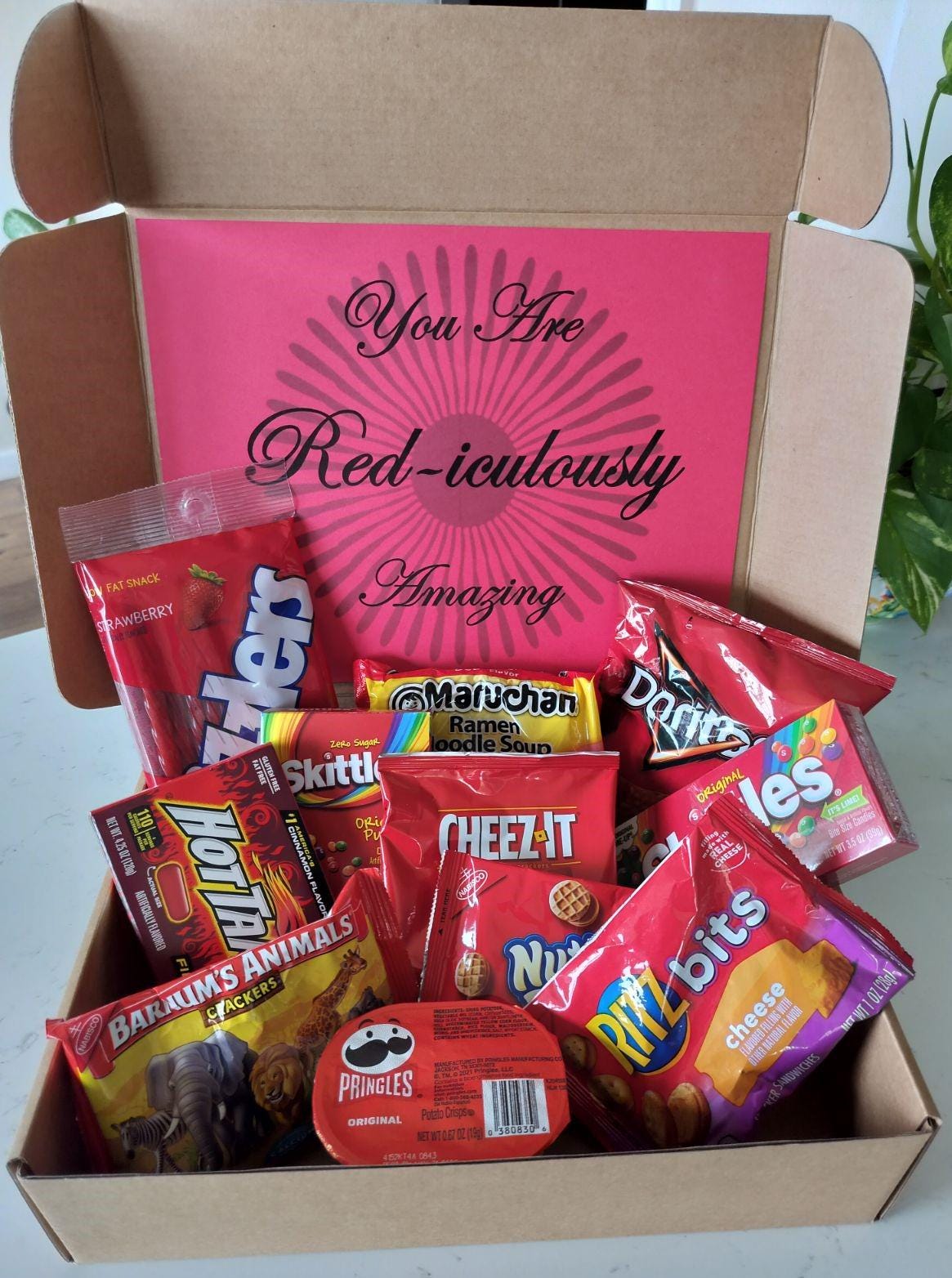 Red Snack Box, Care Package, College, Birthday, Coworker, Miss You, Get ...