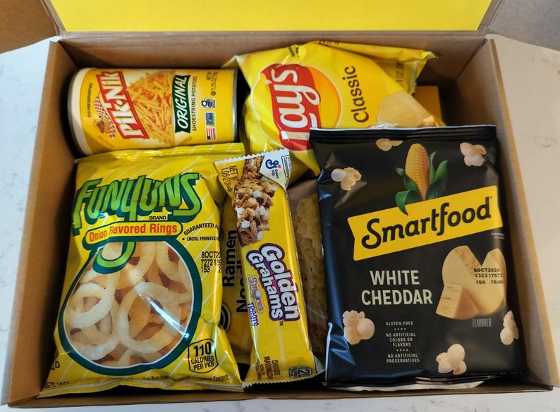 Yellow Snack Box, Care Package, College, Birthday, Coworker, Miss You ...