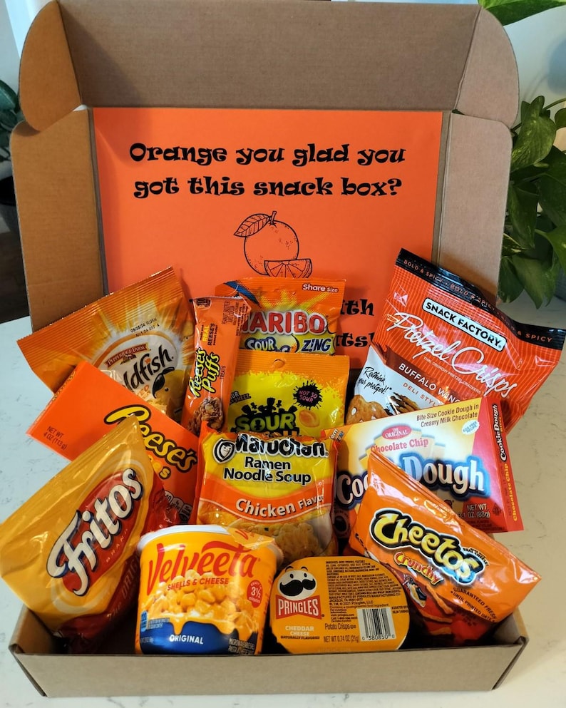 Orange Snack Box, Care Package, College, Birthday, Coworker, Miss You ...
