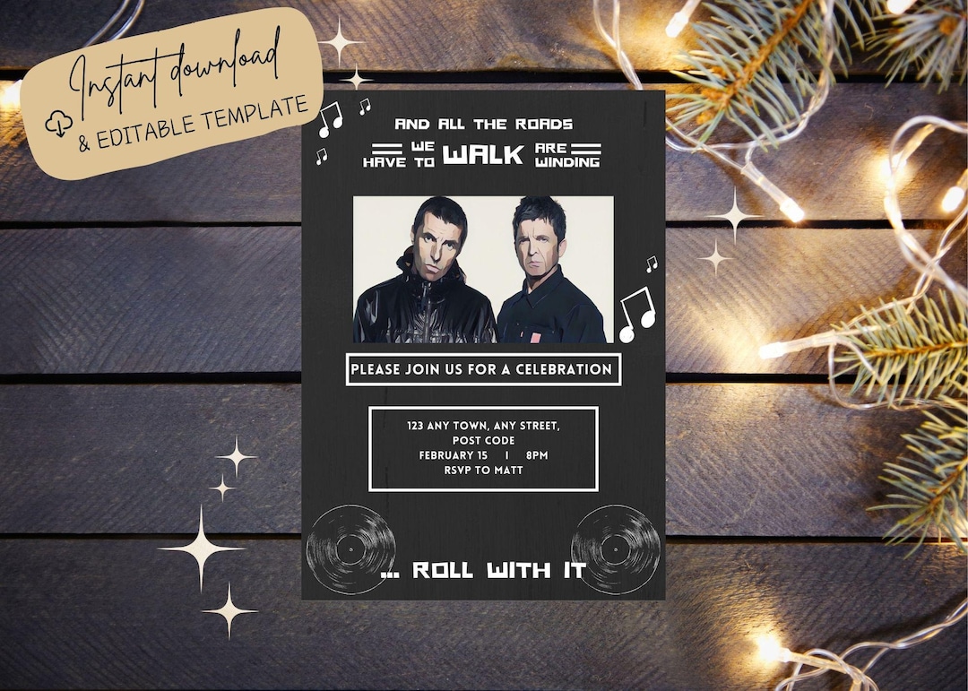 Oasis Party Invitation, Oasis Celebration Event Invite, Liam Noel ...