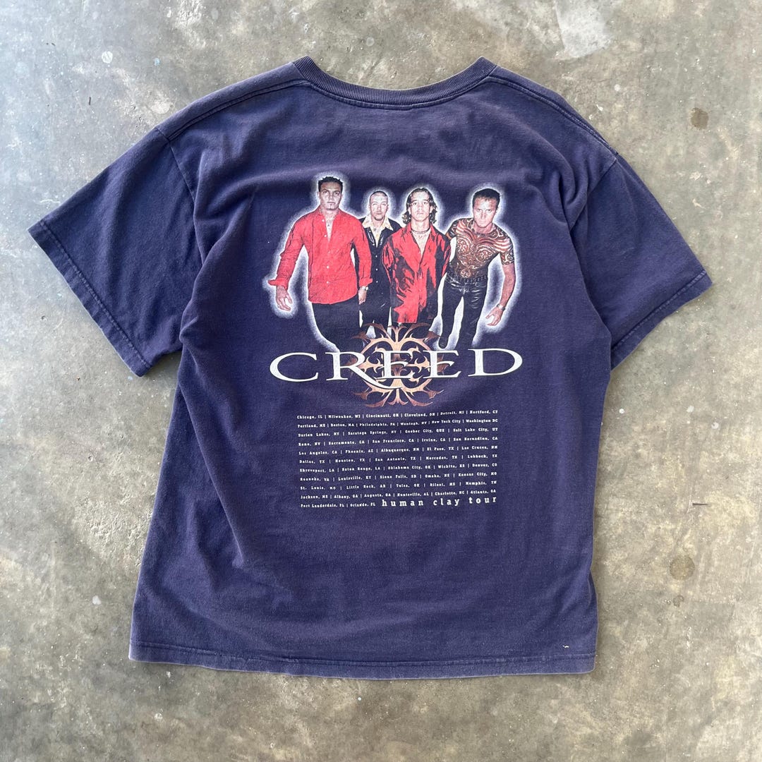 Vintage 90s Creed T-shirt | Rare 2002 Human Clay Tour Retro Graphic Tee ...