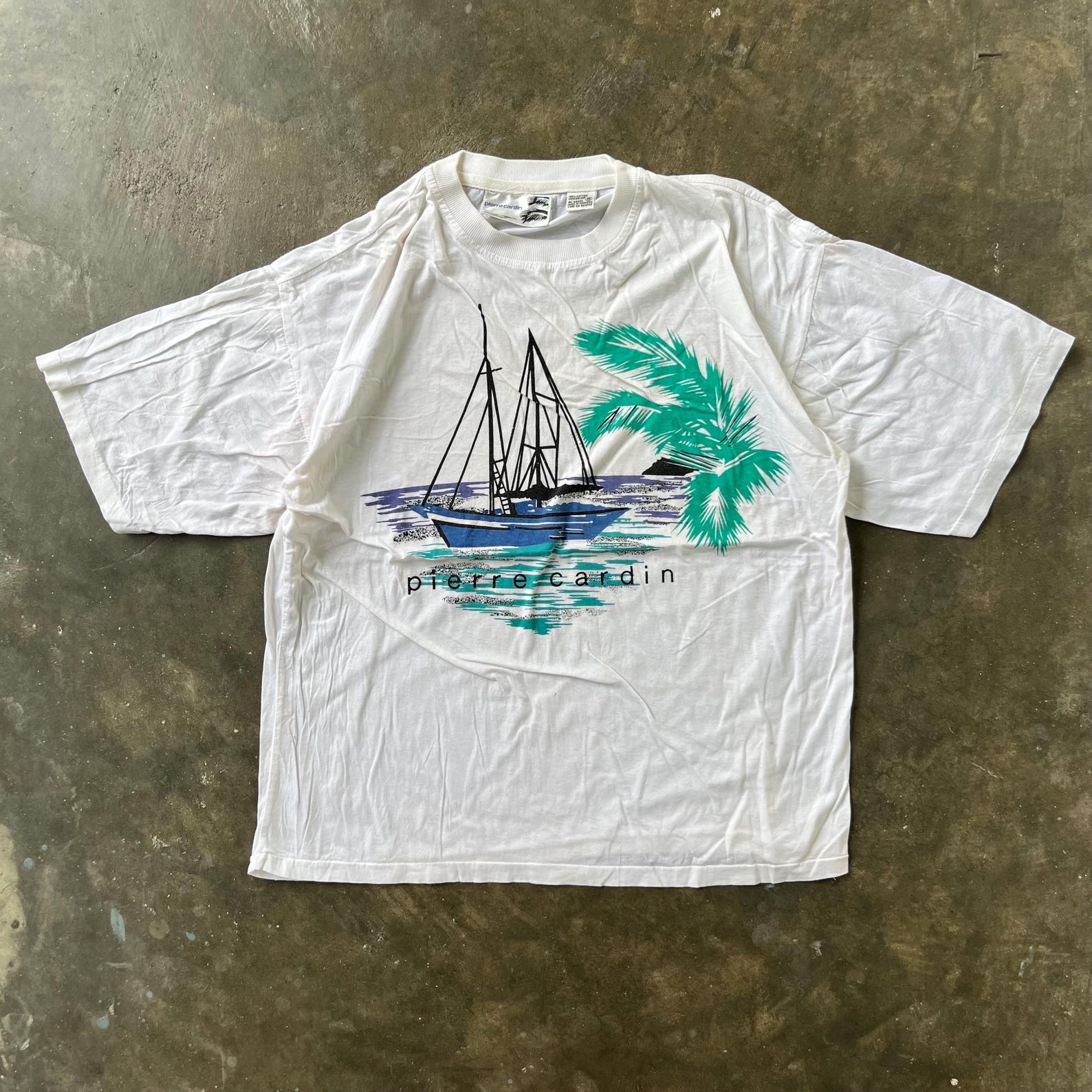 Authentic Vintage Pierre Cardin Ocean White T-shirt - Retro Sailing ...
