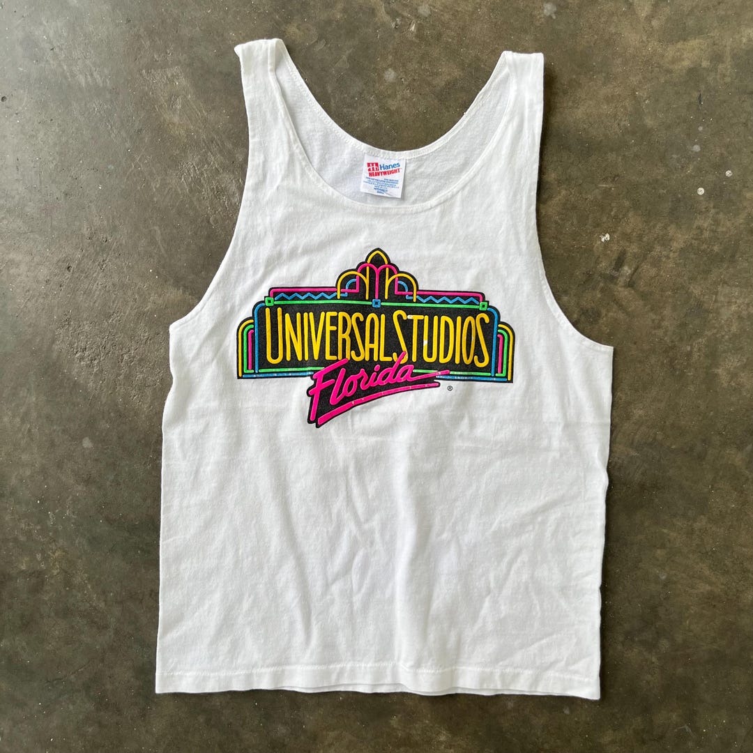 VINTAGE 90s Universal Studios Florida Tank Top, Neon Retro Theme Park ...