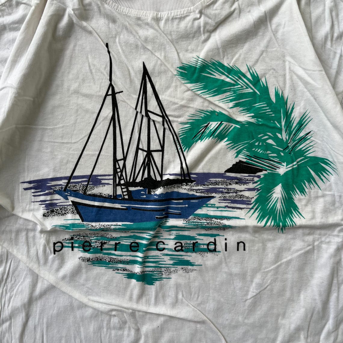 Authentic Vintage Pierre Cardin Ocean White T-shirt - Retro Sailing ...