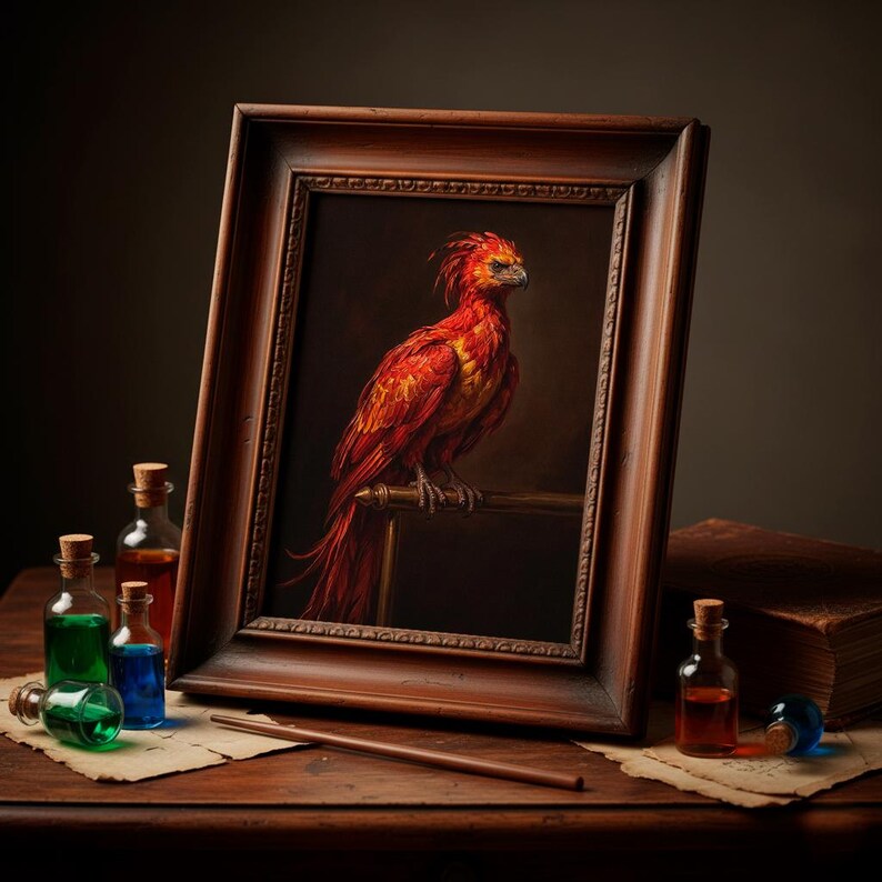 Retrato Al Oleo Digital De Fawkes, Ave Fenix, Ave Magica De Dumbledore ...
