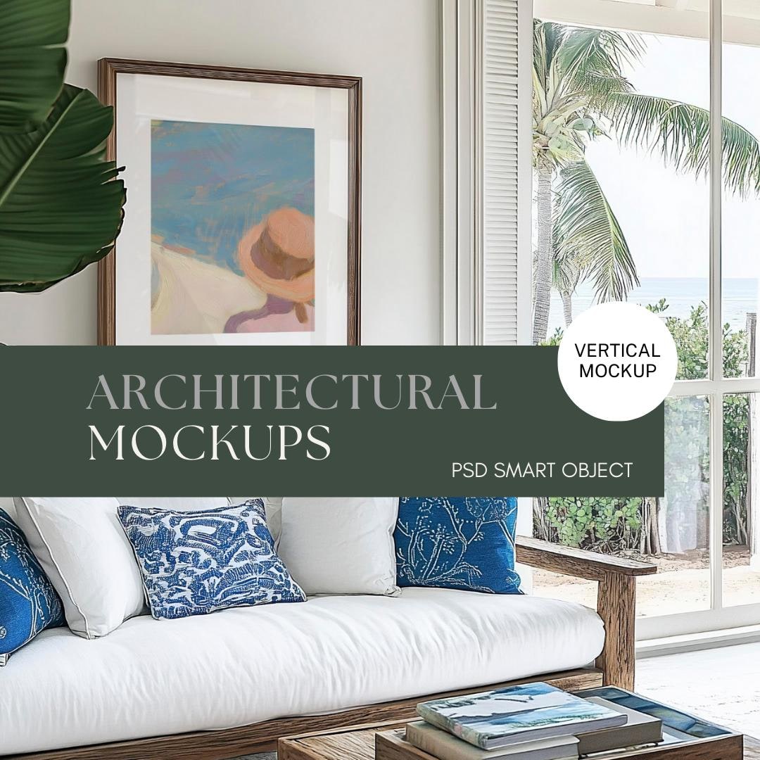 Beach House Wall Art Mockup, Coastal Frame Design, Digital Interior ...