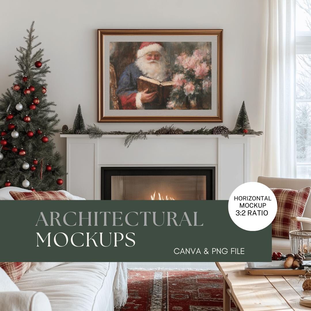 Christmas Horizontal Vintage Frame Mockup, 3x2 Ratio Frame Mock-up, Art ...