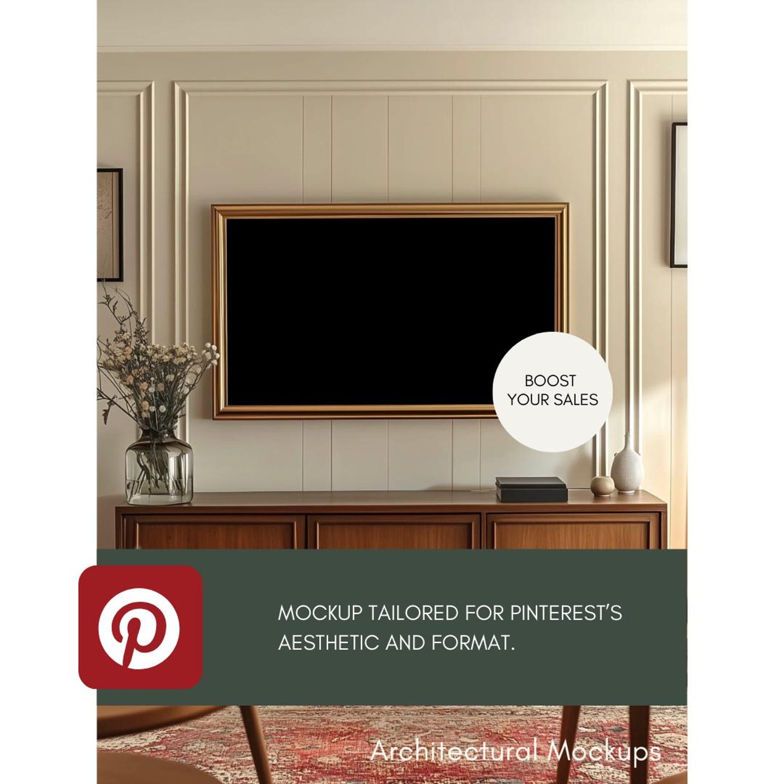 Horizontal TV Vintage Frame 16x9 Ratio Mockup PSD Photoshop Smart ...