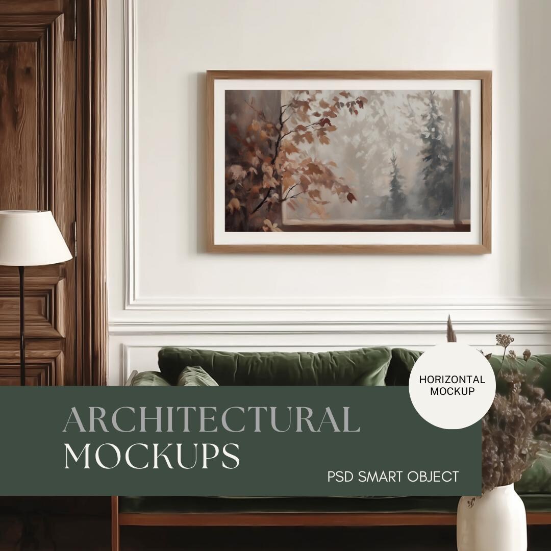 Horizontal Frame Vintage Mockup PSD Photoshop Smart Object Modern Decor ...