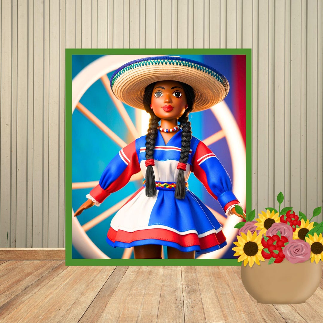 Dominican Doll Printable Wall Art | Dominican Flag Colors Art Print ...